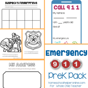 Emergency 911 Preschool Pack (Community Helpers) – Homeschool Helper Online